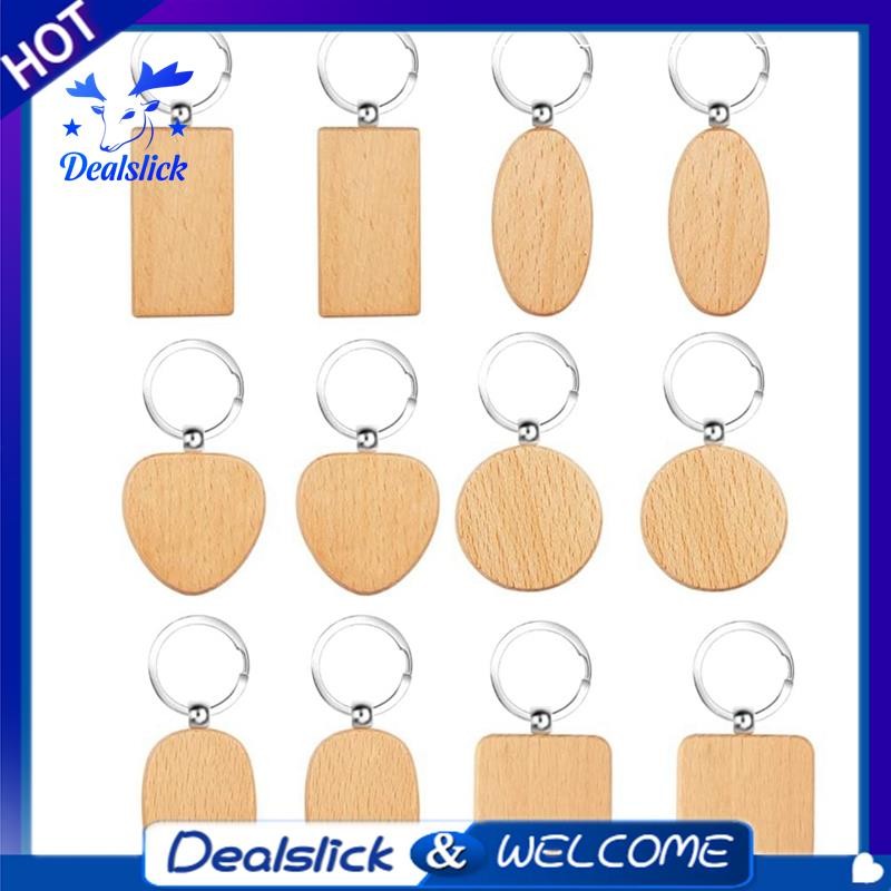 DealslickWooden Key Ring พวงกุญแจไม้เปล่าสําหรับงานฝีมือ DIY ของขวัญตก ...