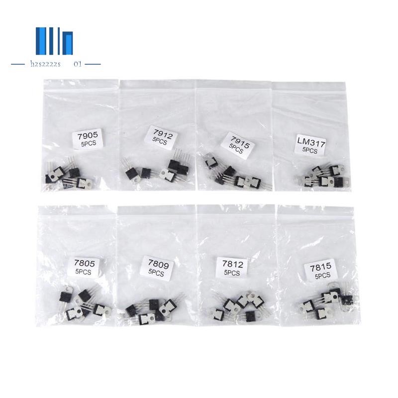 40 ชิ้น 8 ประเภท 7805 7809 7812 7815 7905 7912 7915 LM317 ทรานซิสเตอร์ ...