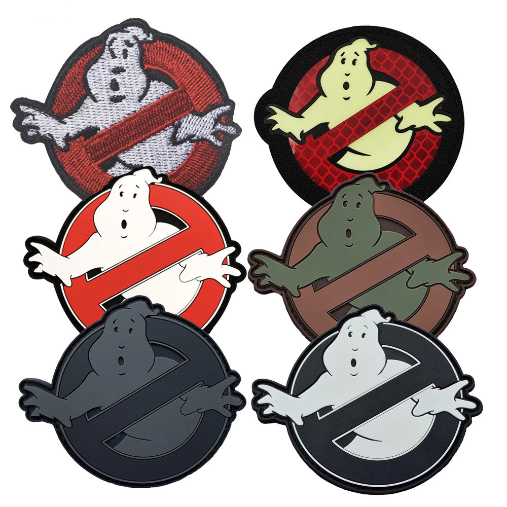 ฮาโลวีน Ghostbuster Patch ปักและ PVC Patch Applique ไม่มี Ghost Patch โลโก้ Ghostbusters เครื่อง ...