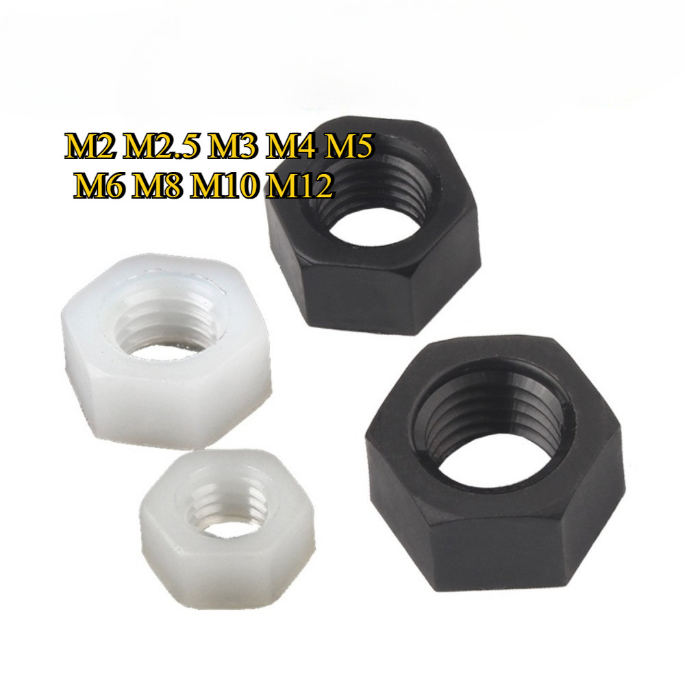 M2-M12 หัวน็อต ไนลอน พลาสติก ตัวเมีย หกเหลี่ยม เกลียวมิล หยาบ / Hexagon Nut Nylon Plastic PA66 ...