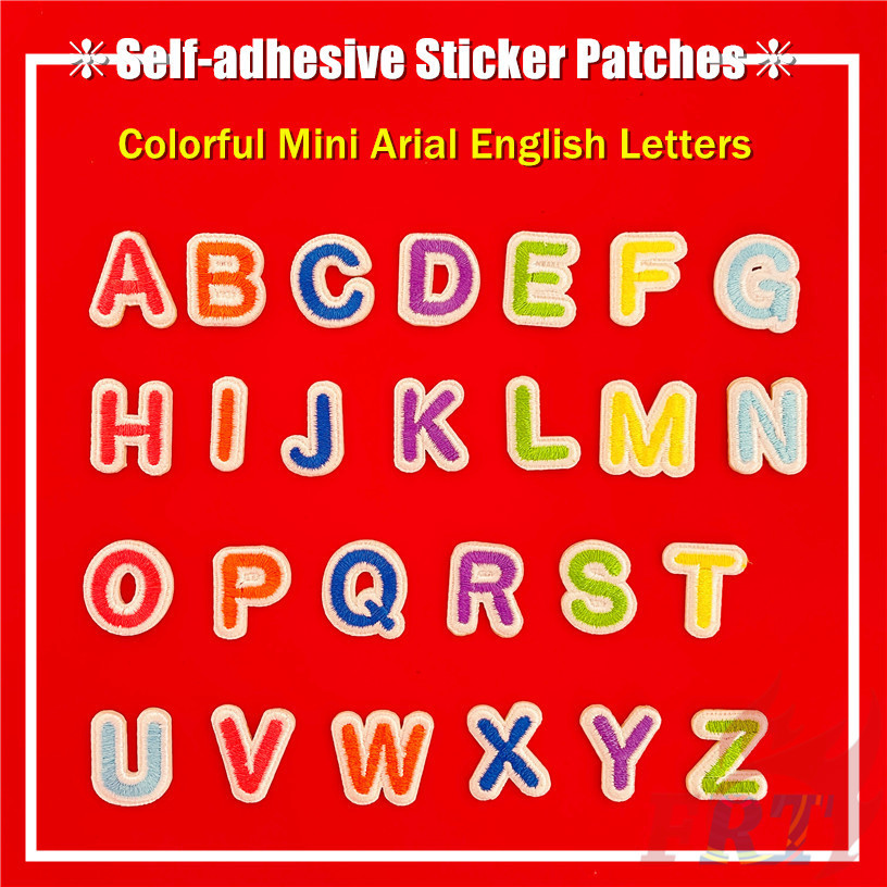 ☸ สีสันสดใส . Mini Arial English Letters Series 01 แพทช์สติ๊กเกอร์มีกาว ...