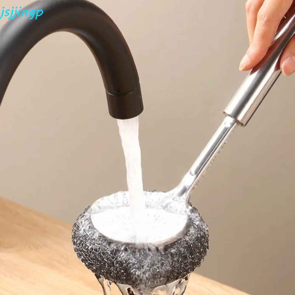 Jsjjingp แปรงลูกลวด3ชิ้น,แปรงหม้อสแตนเลสแบบพกพา,ทนทานอเนกประสงค์ด้ามยาวแขวนอ่างล้างจานแปรง ...