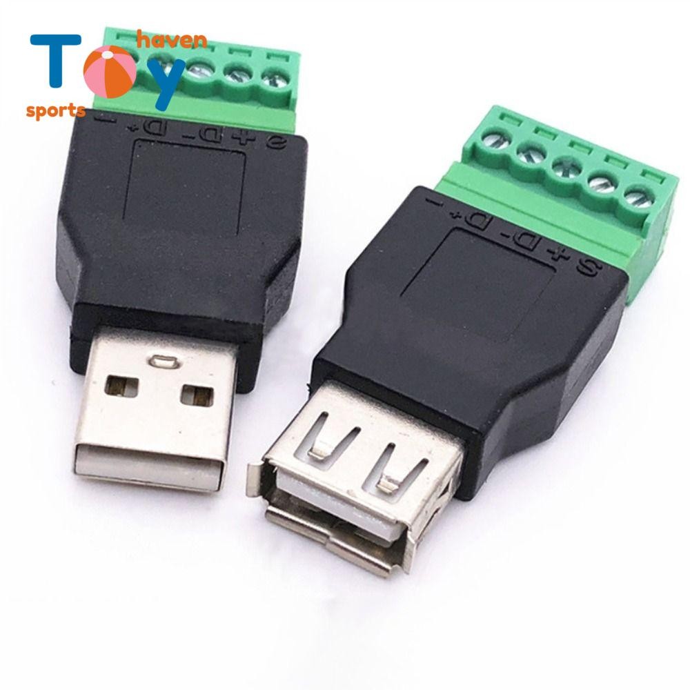 SPORTSHAVEN ขั้วต่อสกรู 2 ชิ้น, ปลั๊กเทอร์มินัลสกรู USB2.0 5 พิน, ขั้วต่อสายเคเบิลแบบบัดกรีอะแดป ...