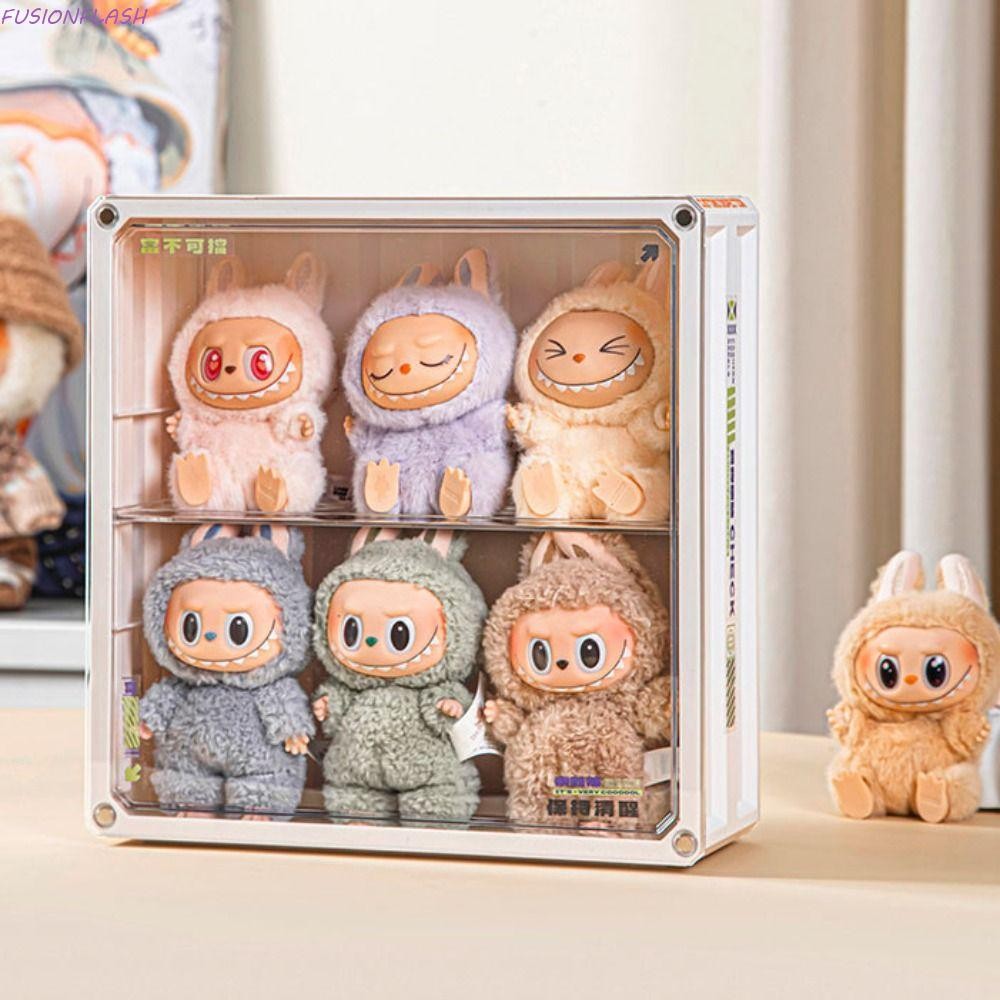 FUSIONFLASH Labubu กล่องแสดง,ขนาดใหญ่ความจุโปร่งใส Labubu Doll Storage ...