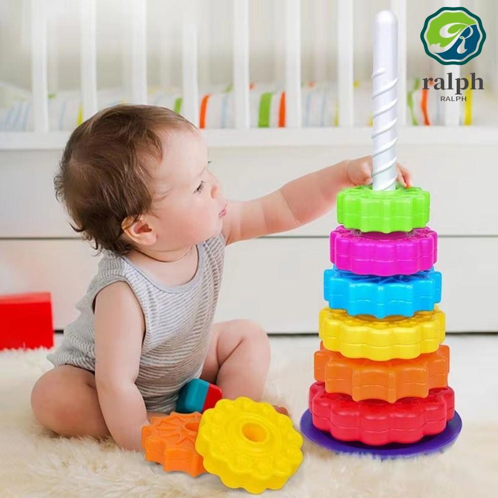 RALPH Rainbow Spinning Stacking ของเล่น, Rainbow Ring Stacker Stackable ...