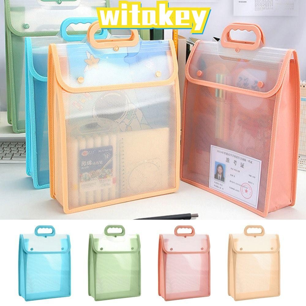 โฟลเดอร์ไฟล์มือ WITAKEY, กระเป๋าแฟ้มแบบพกพา A4, กระเป๋าหนังสือนักเรียนกันน้ําแบบใสแบบพลิกด้านบน ...