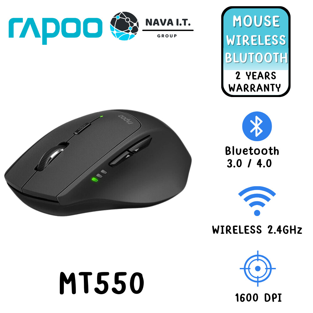 🛵มีส่งด่วน💨 RAPOO MT550 MT550-BK MULTI-MODE WIRELESS 2.4G BLUETOOTH 3.0/4.0 MOUSE 1600DPI ...