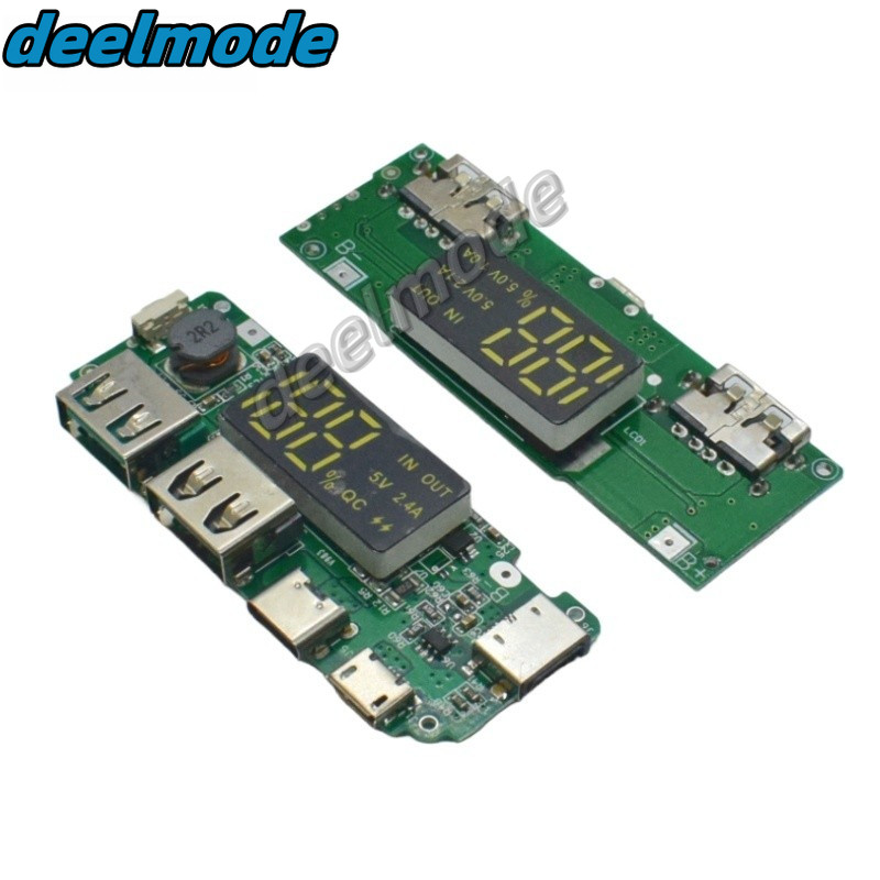 Led Dual USB 5V 2.4A 2A 1A Micro/Type-C USB Mobile Power Bank 18650 ...