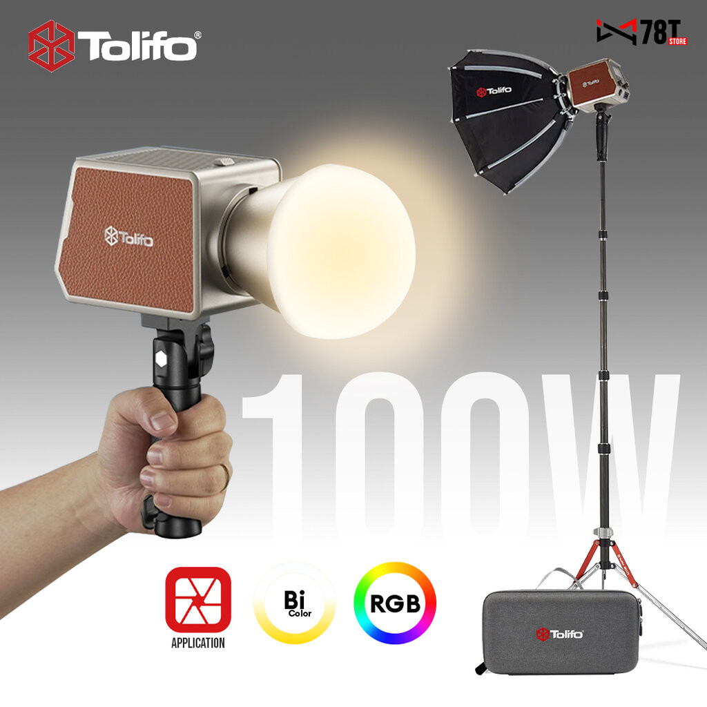 Tolifo PL100 ไฟสตูดิโอทรงวินเทจ Palm Light RGB Bi-Color Vintage LED ...