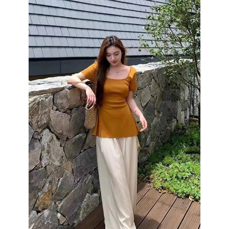 ฟตอง หัวใจเต้นกลับ เอวหลวม ฟิตติ้งฤดูร้อน เสื้อยืดแขนสั้นผ้าไหมน้ำแข็ง ...