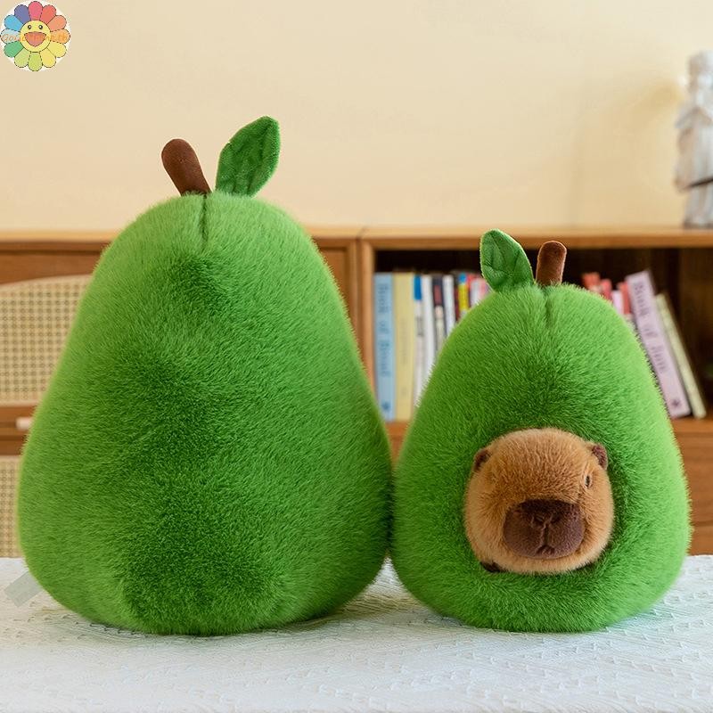 GOGO น่ารัก Capybara ใน Avocado Plushie นุ่ม Fuzzy ตุ๊กตาหมูซ่อนน่ารัก ...