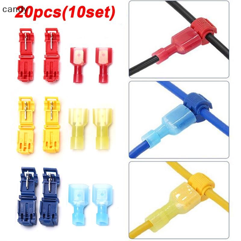 NDY 20 ชิ้น T-Tap Splice ขั้วต่อสายไฟฉนวนจอบไฟฟ้า Crimp Terminals Kit N ...