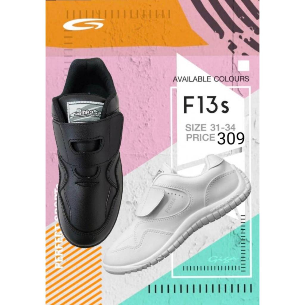รองเท้ากีฬา Breaker รุ่น F13 เทปเส้นเดียว สีดำ,ขาว เบอร์ 31-41 ของแท้ ...