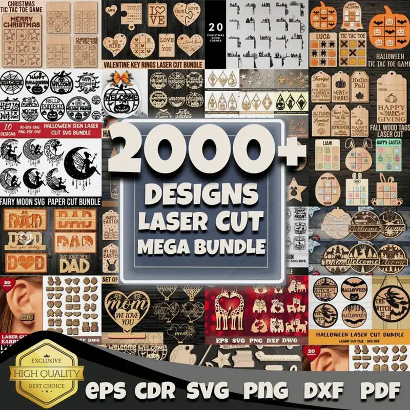 2000 Engraving Laser Cut SVG DXF EPS Format Mega Bundle Decoration Art ...