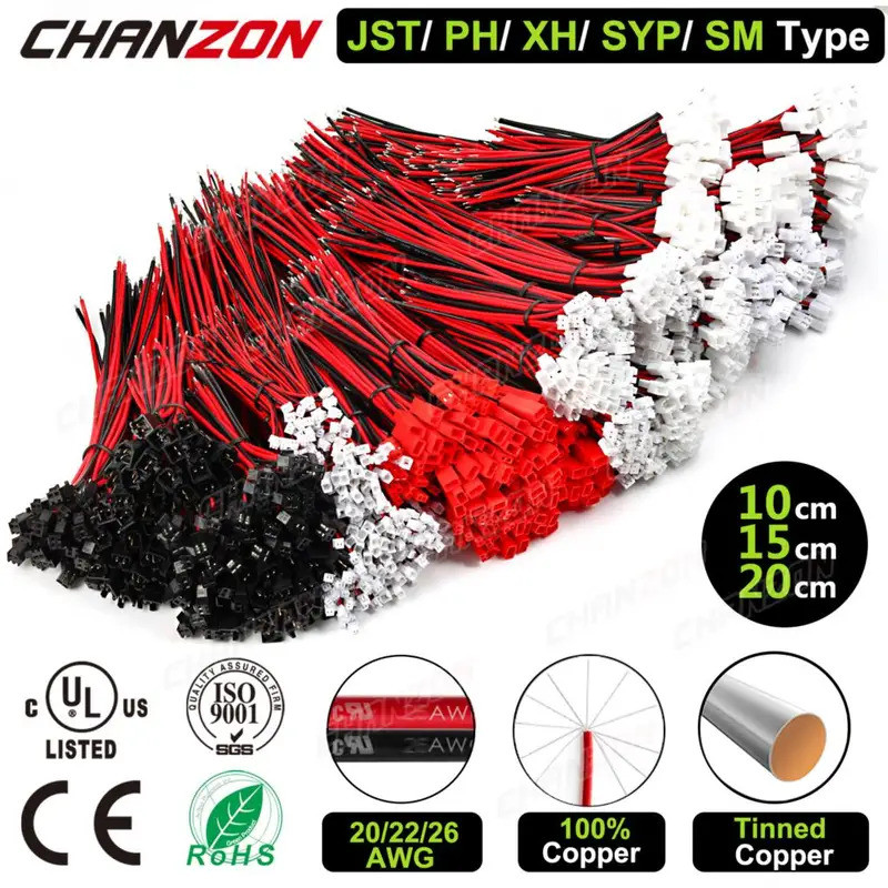XH SM PH 2.54มิลลิเมตร1.25มิลลิเมตร JST เชื่อมต่อสายเคเบิ้ลสำหรับ2ขา ...