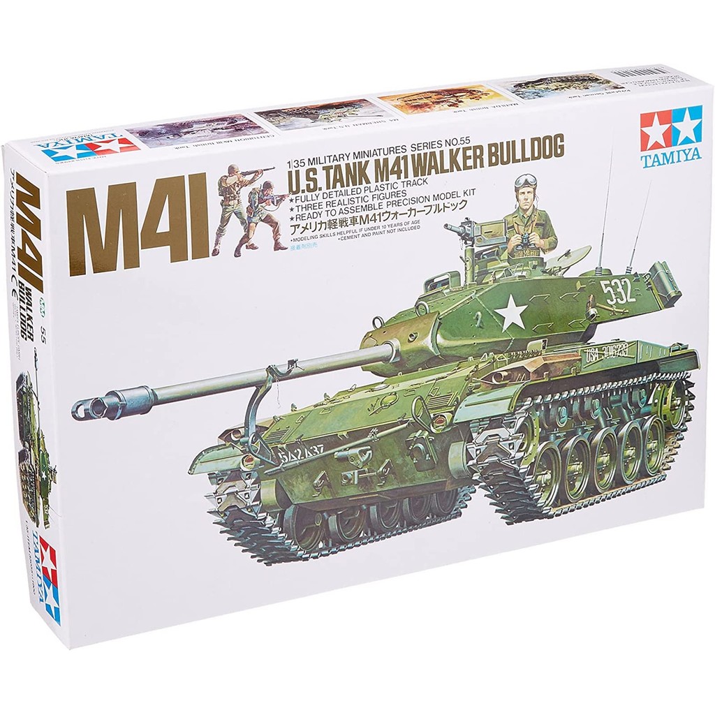 Tamiya 1/35 ทหาร Miniature Series เบอร์ 55 US Army Light TANK M41 Walker Bulldog พลาสติกรุ่น ...
