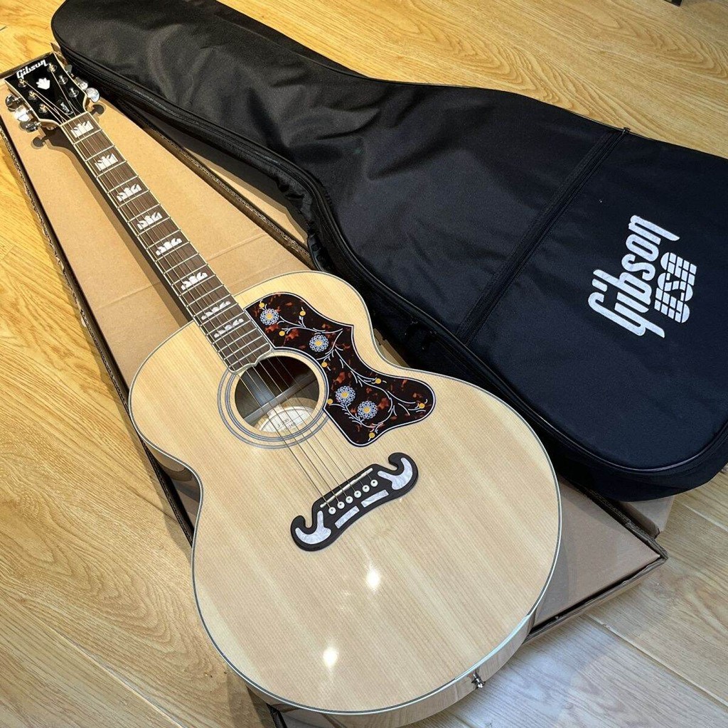 Gibson J-200 J200 กีต้าร์โปร่ง Solid Spruce Top ไม้ธรรมชาติพร้อมกระเป๋ากีตาร์กีตาร์กีตาร์มือ ...