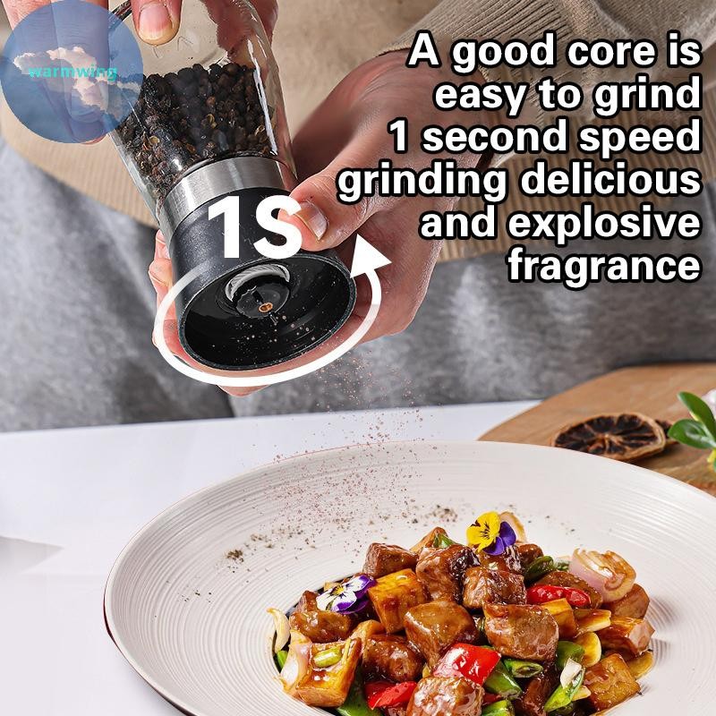 Warmwing 1PC คู่มือเกลือพริกไทยเครื่องบดขวดปรุงรส Jar สแตนเลสเครื่องเทศเครื่องบดเกลือ Shaker ...