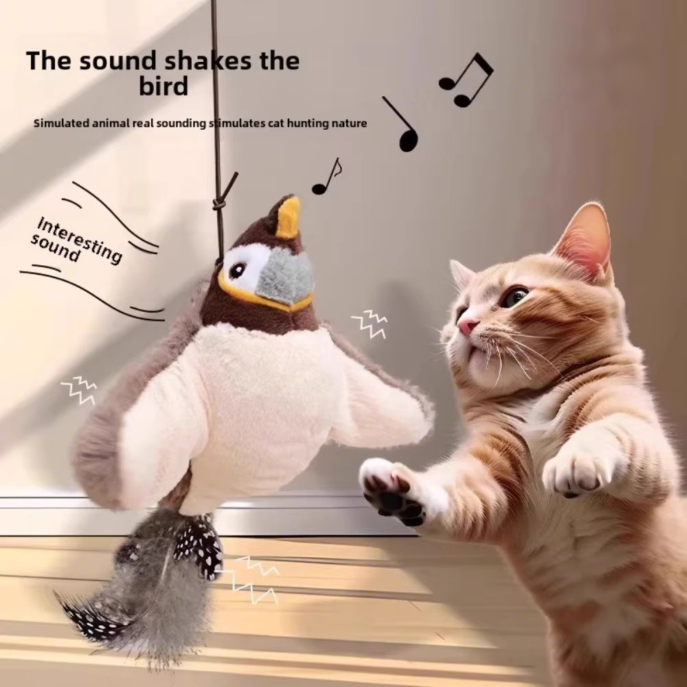 ของเล่นแมวแบบโต้ตอบชาร์จนกบินของเล่นแมว Chirping Flapping Bird (ไม่มี ...