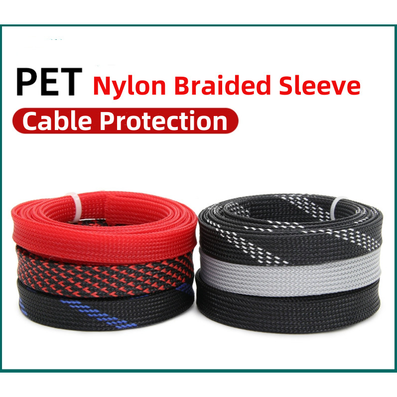 *10M 12mm PET Nylon Braided Sleeve ขยายฉนวนลวด Sleeving Cable ...