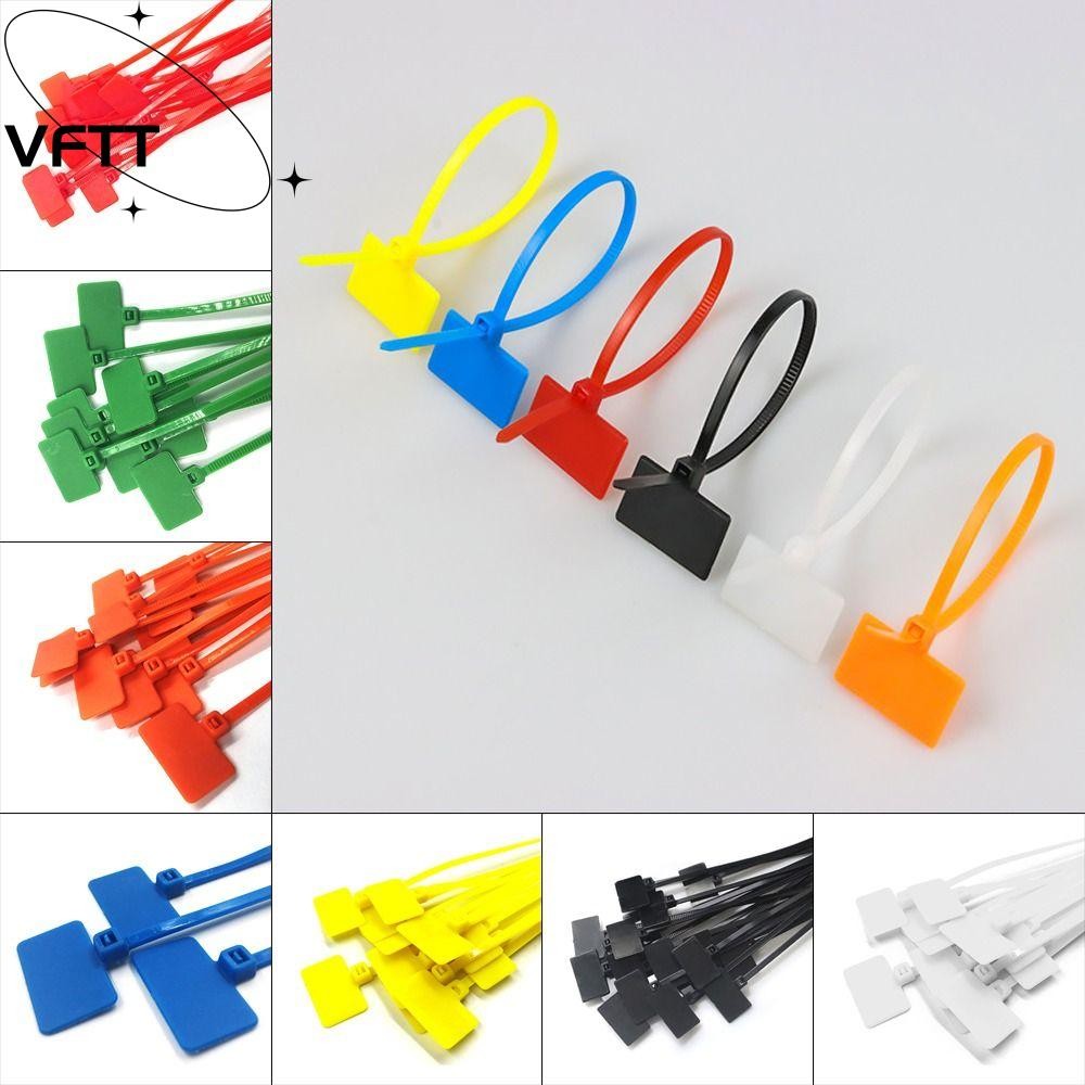 Vftt 100ชิ้นสายผูกเทปรัดแท็กฉลากเครื่องหมายตาข่ายลวดเครื่องหมายผูกไน ...