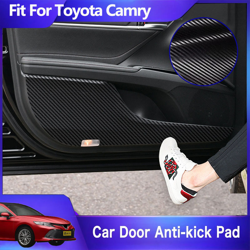 4 ชิ้นแผงประตูรถป้องกัน Anti-Kick Pad Mats เกณฑ์แถบสติกเกอร์สําหรับ ...