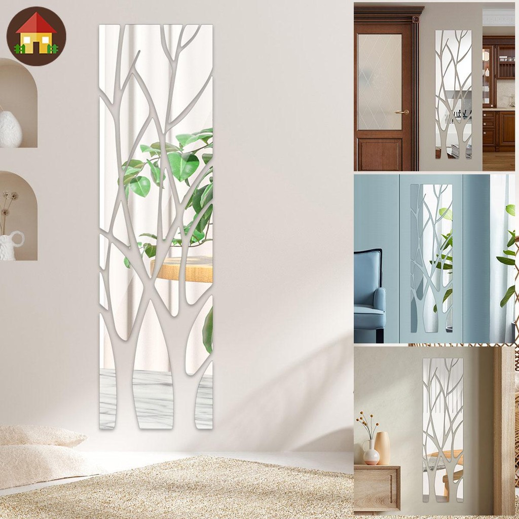 Tree Mirror Wall Decor อะคริลิค 3D Tree Wall Mirror สติกเกอร์ DIY ตก ...