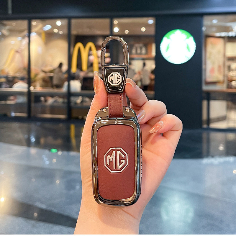 สําหรับ MG MG3 MG5 MG6 MG7 ZS GT GS 350 360 750 3 ปุ่มโลหะผสมสังกะสีหนัง Fob ผู้ถือกุญแจรถฝาครอบ ...