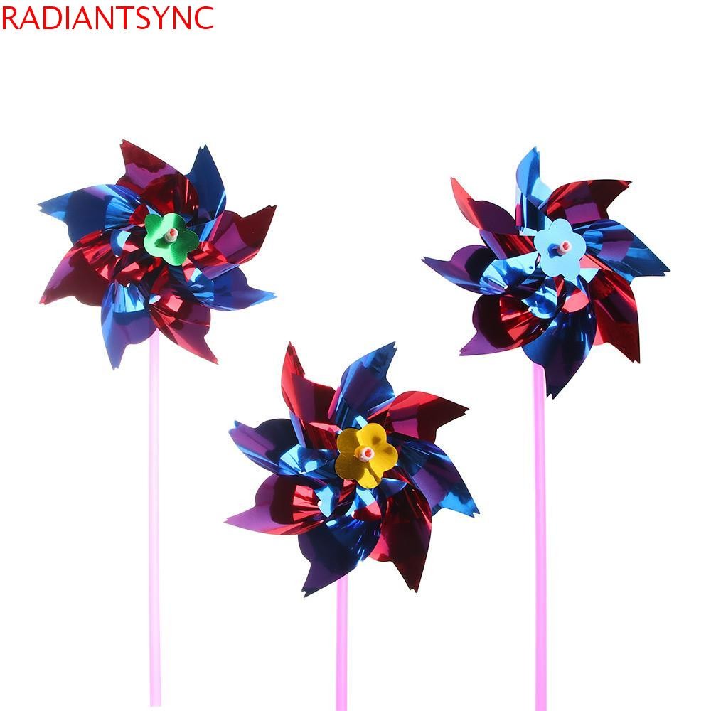 Radiantsync Pinwheel Handmade DIY เปลี่ยนสีพลาสติก Windmill ดอกไม้ที่มีสีสัน Self-assembly ...