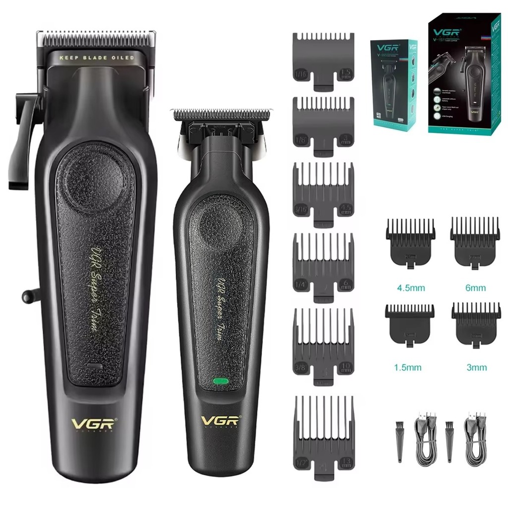 VGR Professional Hair Clipper DLC ใบมีดเสียงรบกวนต่ําไร้สายเซรามิคใบมีดตัดผมเครื่องตัดผมผู้ชาย ...