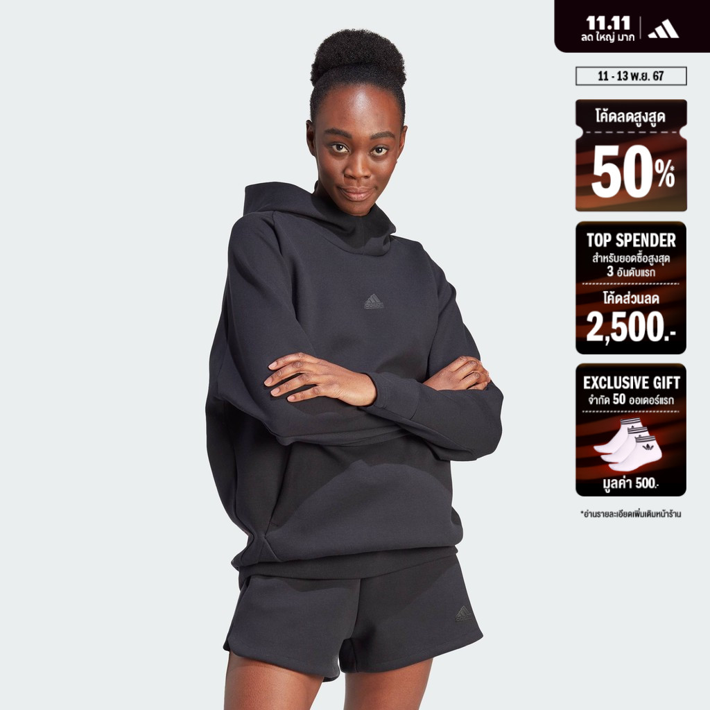 adidas ไลฟ์สไตล์ เสื้อฮู้ด adidas Z.N.E. Overhead ผู้หญิง สีดำ IN5120 ...