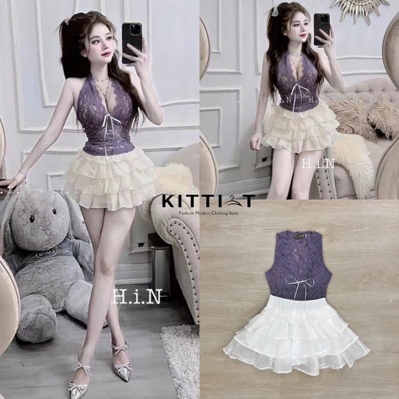 (พร้อมส่ง) KITTI-T24 (s)(e)(t) (2) ชิ้น งานเซตสีถูกใจสาวๆ สายตะโกน เสื้อลูกไม้สีม่วง Q. | Shopee ...