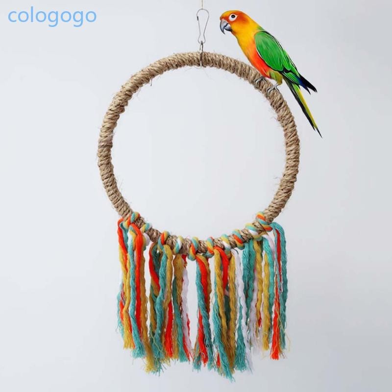 Colo Bird Chew ของเล่น Sisal แหวน Perch ขาตั้ง Swing Parrot การฝึกอบรมของเล่นสําหรับ Parakeets ...
