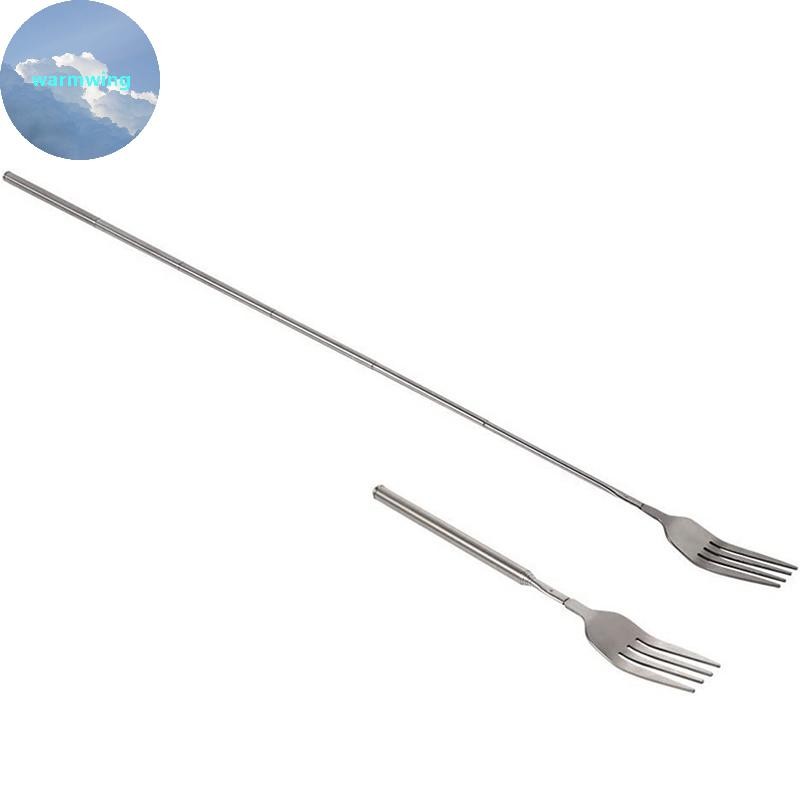 Warmwing Retro ส้อม BBQ Telescopic ขยายอาหารค่ําขนมผลไม้ยาวส้อมสแตนเลสช้อนส้อมบนโต๊ะอาหาร TH ...