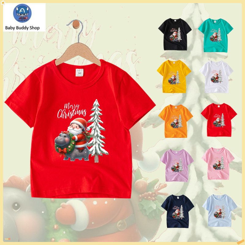 Christmas MOODENG เสื้อยืดผ้าฝ้าย 100% เสื้อแขนสั้นสําหรับเด็กชายและ ...