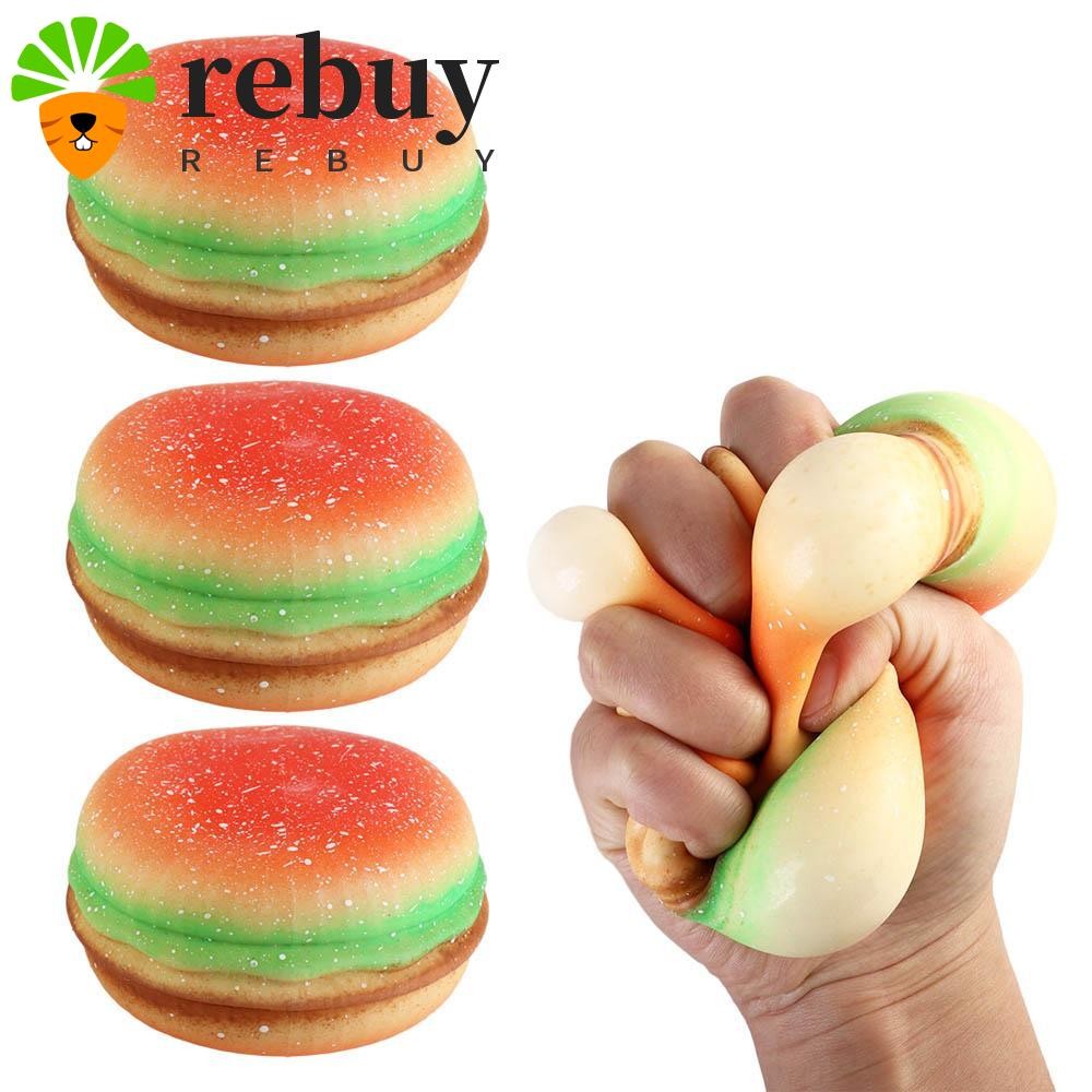 Rebuy แฮมเบอร์เกอร์บีบของเล่น, Sensory Toy TPR จําลองอาหาร Fidget ของ ...