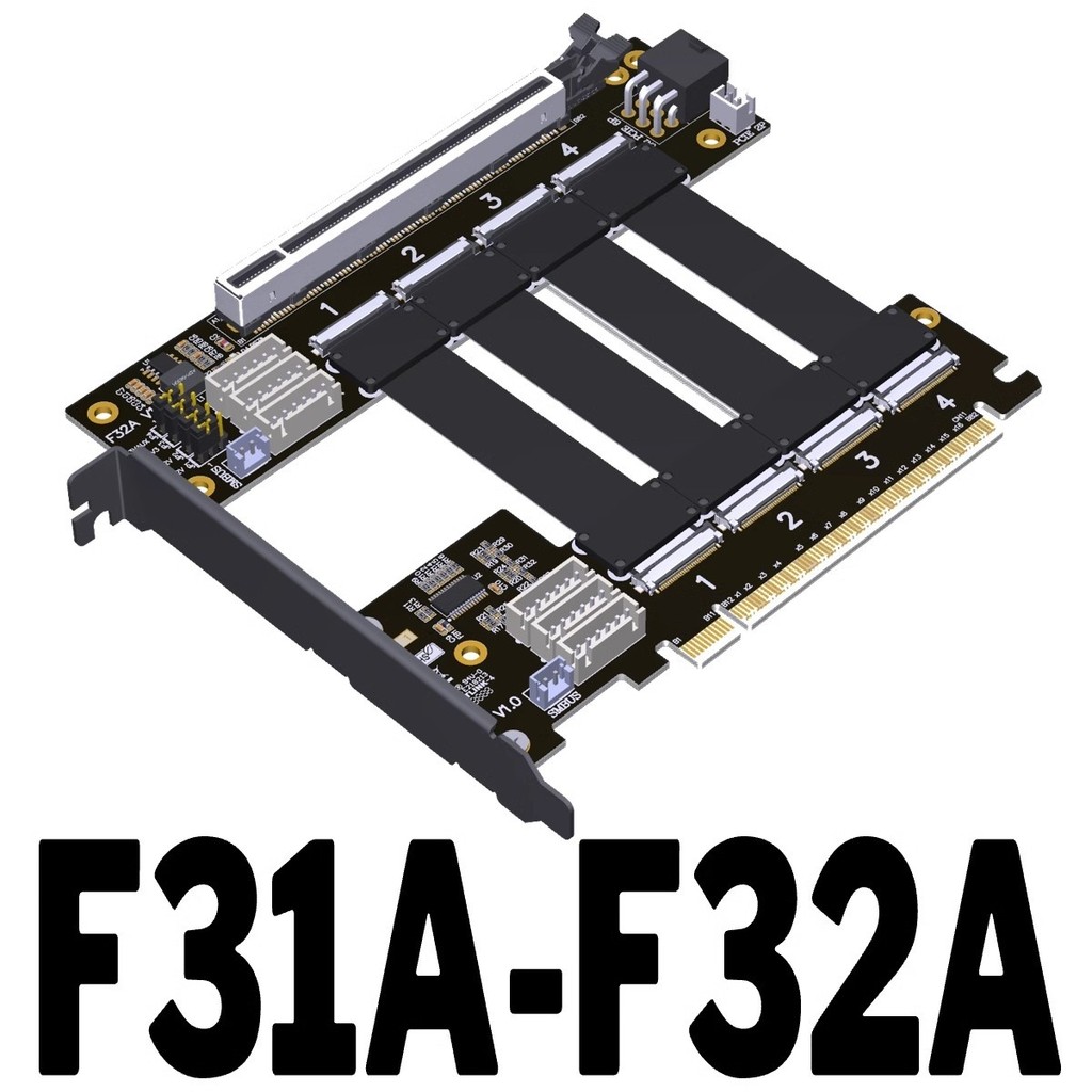 Pcie 4.0 x16 FFC กราฟิกการ์ดสายต่อสนับสนุนเมนบอร์ด Bifurcation PCI-E 4. ...