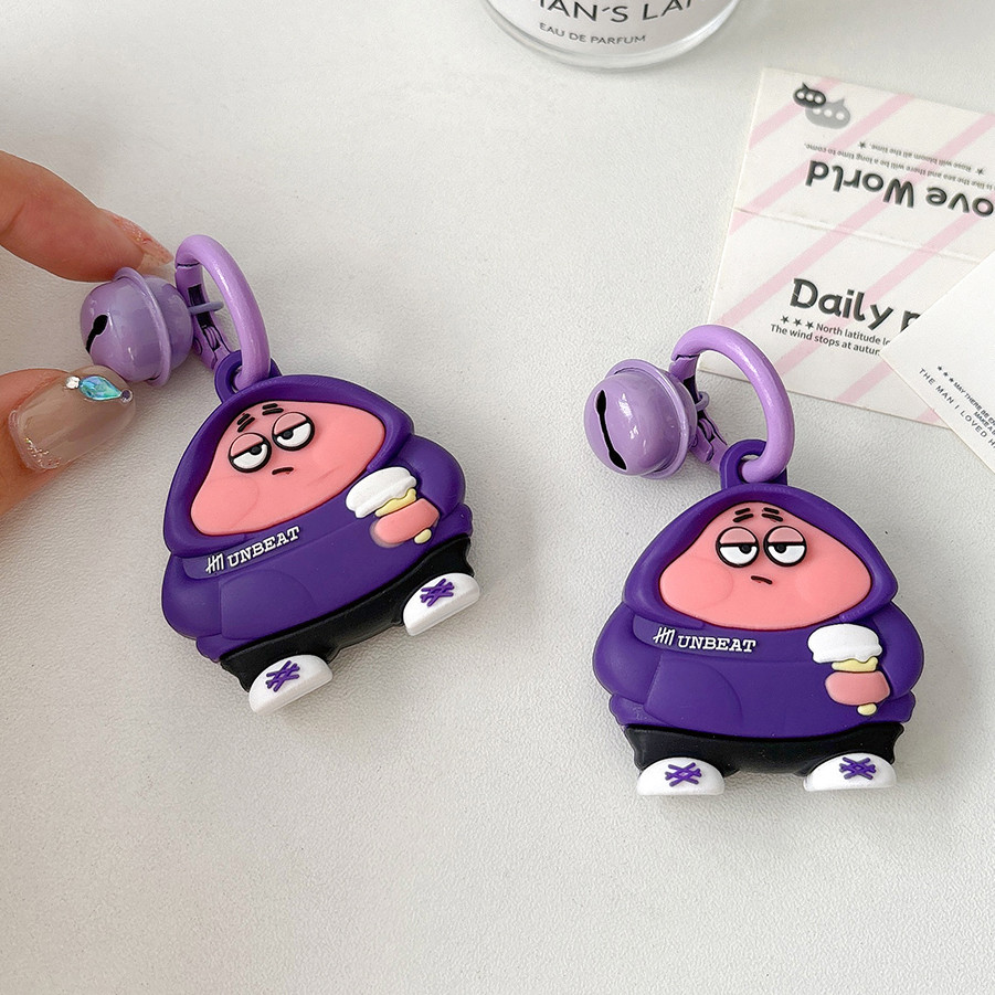 Patrick Star Silicone AirTag Holder with Keychain Bell Pendant for ...