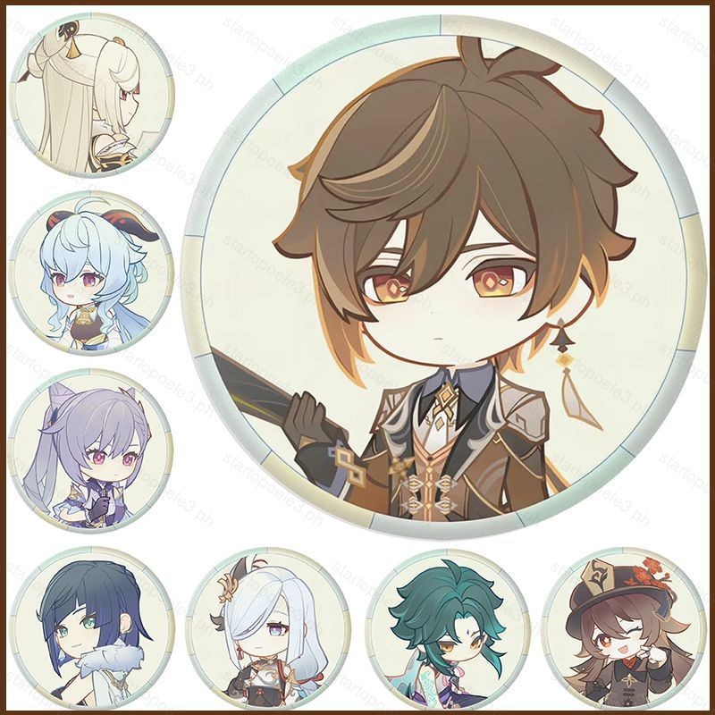 St3 Genshin Impact Klee Xiao Tinplate Badge Bar กระจกพวงกุญแจกระเป๋าเป้ ...