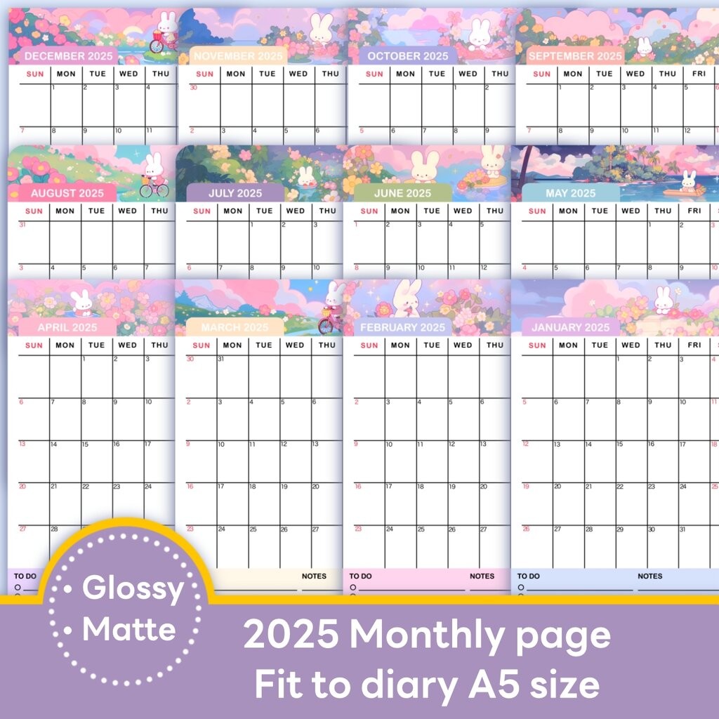 2025 Monthly page | Planner set up sticker sheet ปฏิทินรายเดือนปี2568 ...