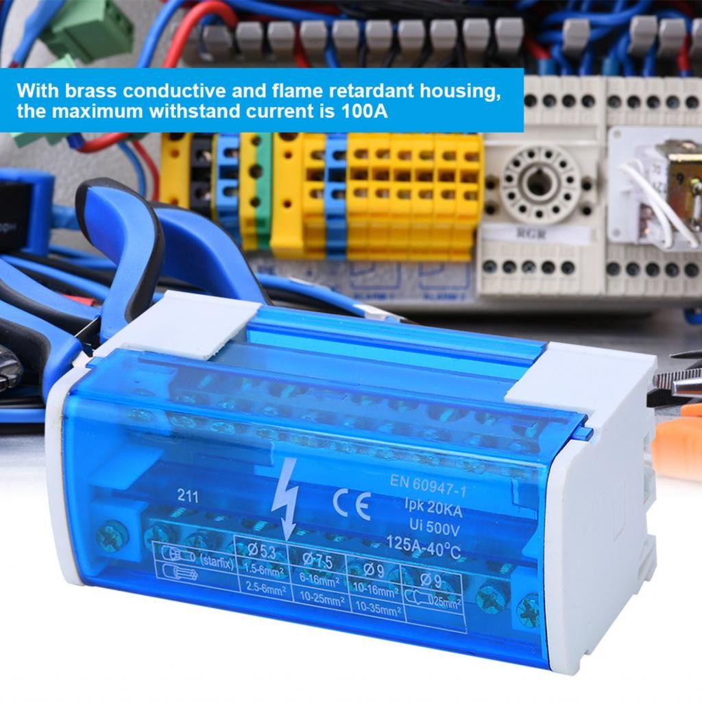 Terminal Distribution Box Block ราง Din Rail แบบแยกเฟสเดียว | Shopee ...