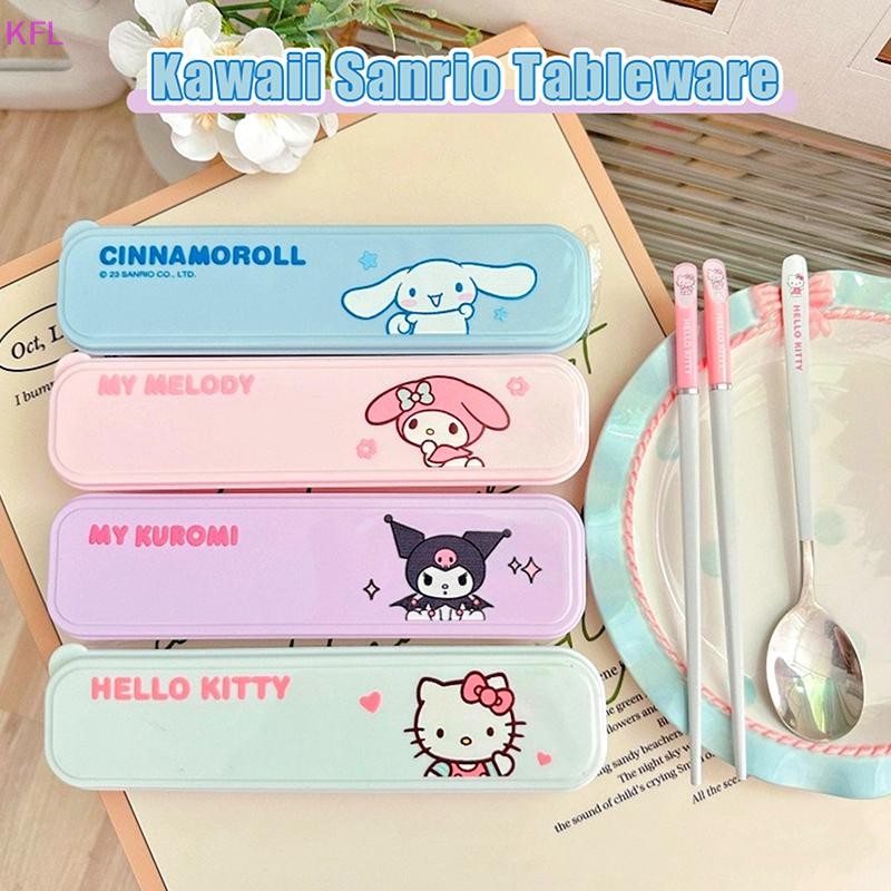 (KFL) Sanrio Hello Kitty Chops ช้อน Kuromi Cinnamoroll ชุดอาหารสแตนเลส ...