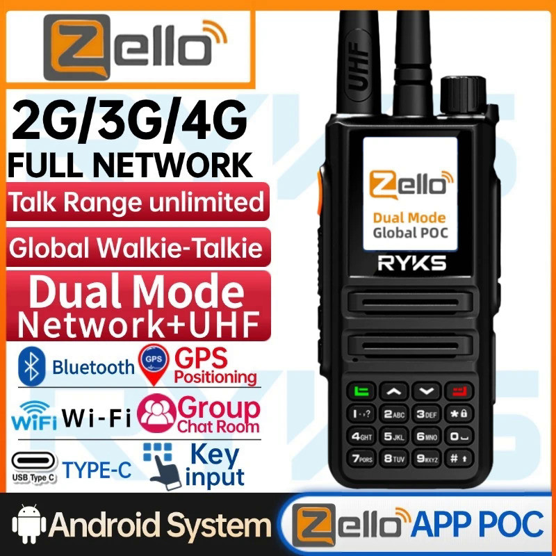 Zello 4G walkie talkie Dual Mode UHF 400-480MHz Two Way Radio With Wifi Bluetooth Long Range ...