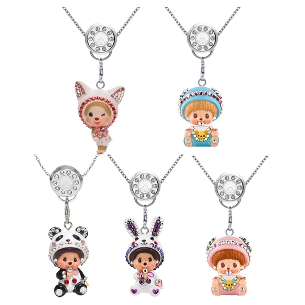 Monchhichi น่ารัก Monchhichi สแตนเลสสร้อยคอสั้น clavicle chain ปรับ ...