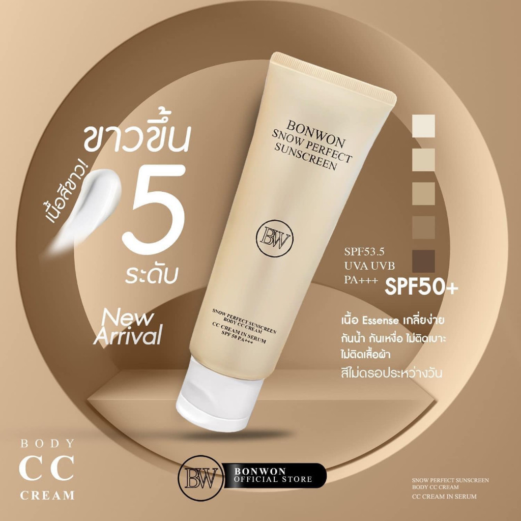กันแดดบอนวอน ฝาขาว เนื้อครีมสีขาว BONWON Snow Perfect Sunscreen Body CC ...