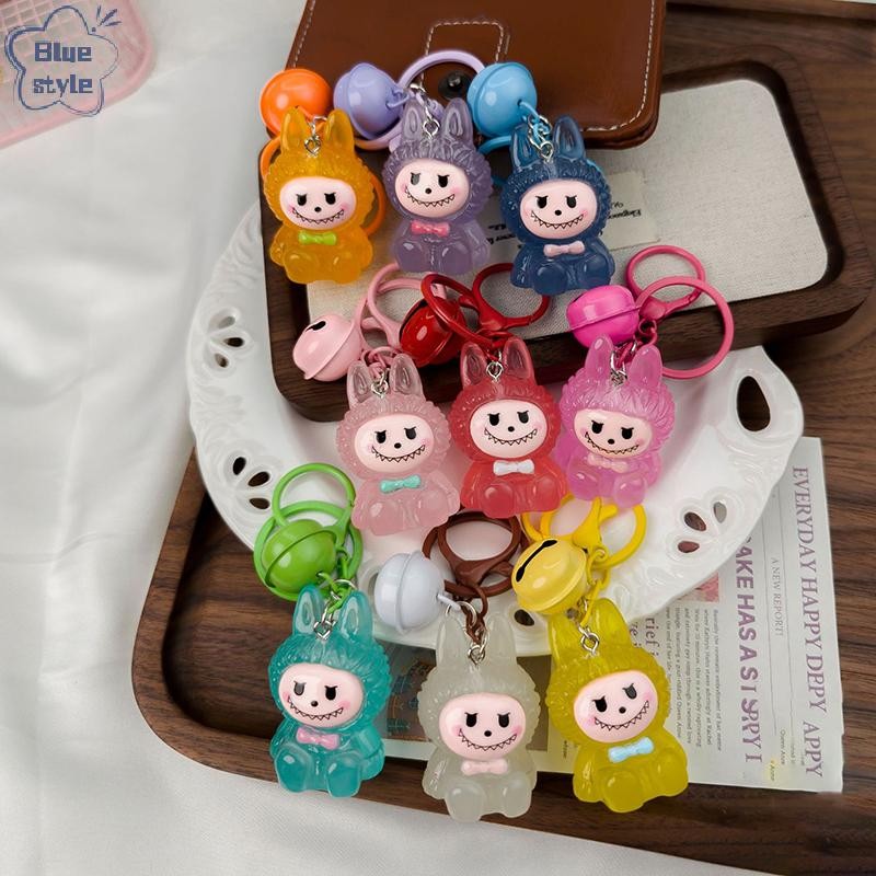 Bluestyle อินเทรนด์หวาน Luminous Labubu ตัวเลขสามมิติพวงกุญแจน่ารักพวงกุญแจหูฟัง Charm กระเป๋า ...