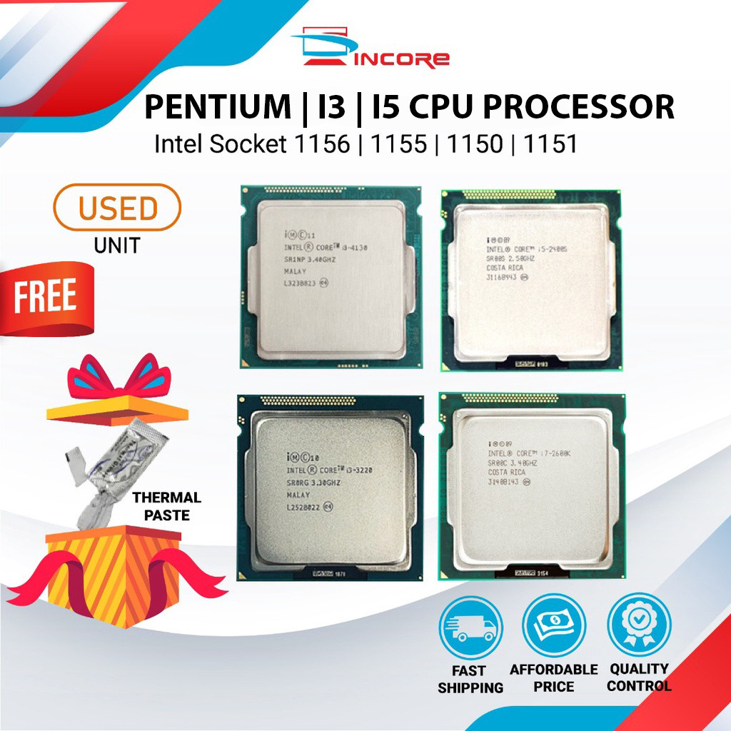 โปรเซสเซอร์ Intel Socket 1156 / 1155 / 1150 / 1151 Pentium Celeron I3 ...