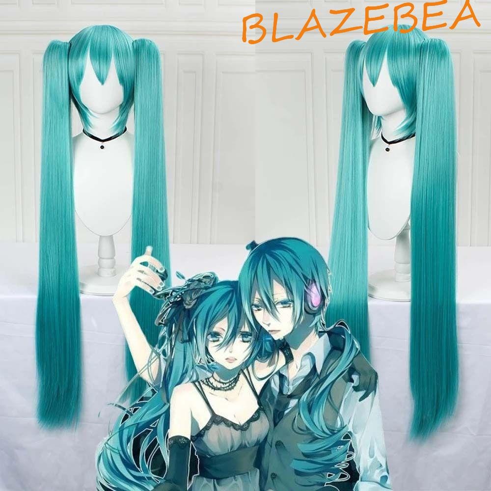 BLAZEBEA Vocaloid วิกผมอะนิเมะผมหางม้า Cos Prop สังเคราะห์ทนความร้อนหญิงยาวตรงวิกผมหางม้าผมหาง ...
