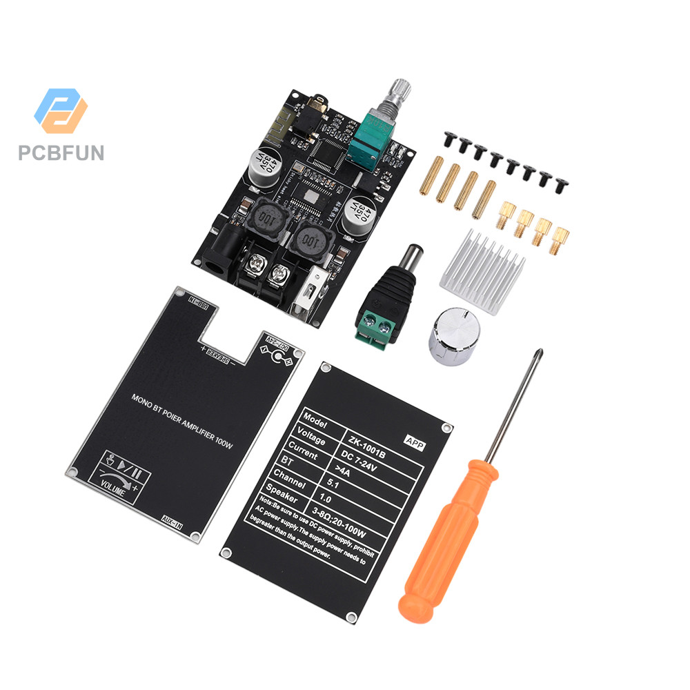 Pcbfun ZK-1001B DC7-24V Mono 100W BT โมดูลเครื่องขยายเสียงรองรับ App ...