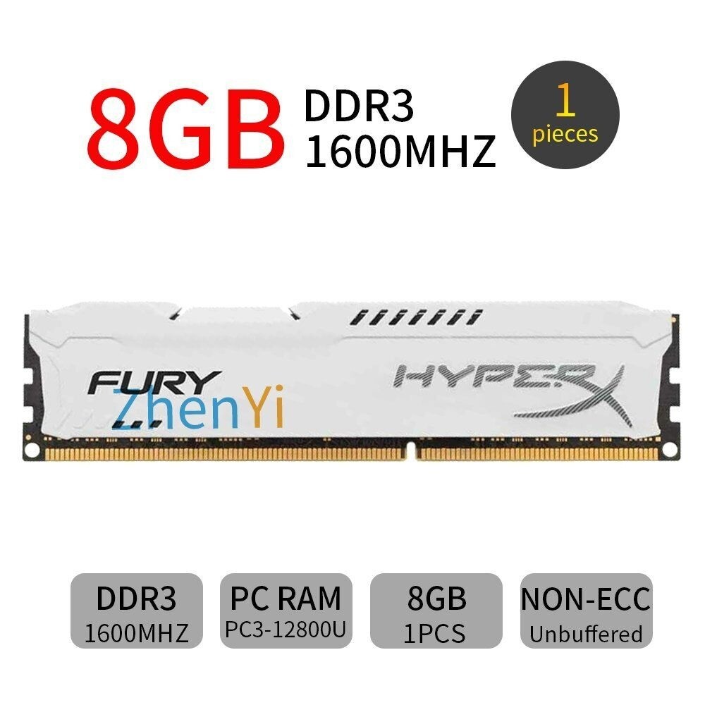 สําหรับ Kingston HyperX FURY 8GB DDR3 1600MHz CL10 PC3-12800U หน่วยความจําเดสก์ท็อป RAM ABW ...